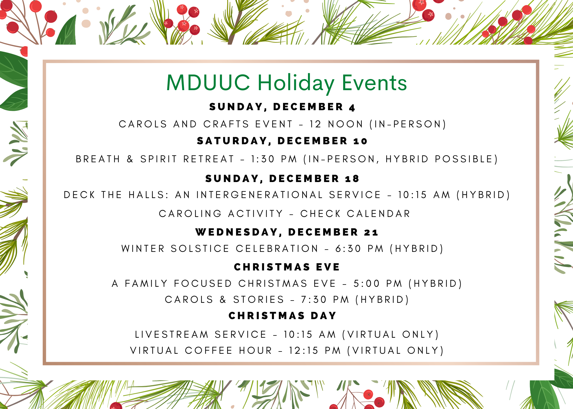 Holidays 2022 | Mt Diablo Unitarian Universalist Church